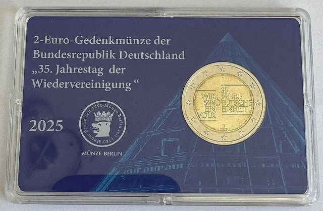 2 EURO COINCARD Deutschland 2025, 35. Jahrestag der Wiedervereinigung ...