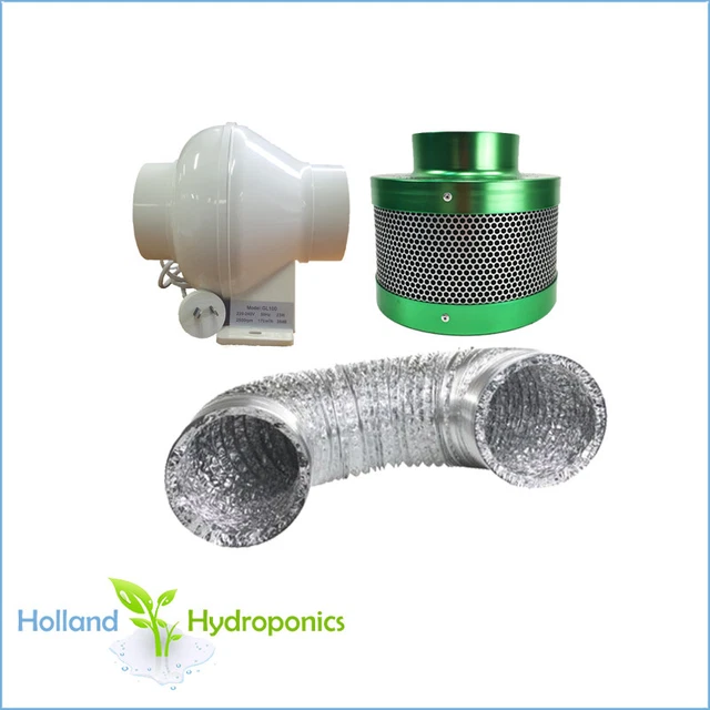 4 INCH VENT FAN/CARBON FILTER/ALUMINIUM DUCTING Hydroponics Ventilation ...