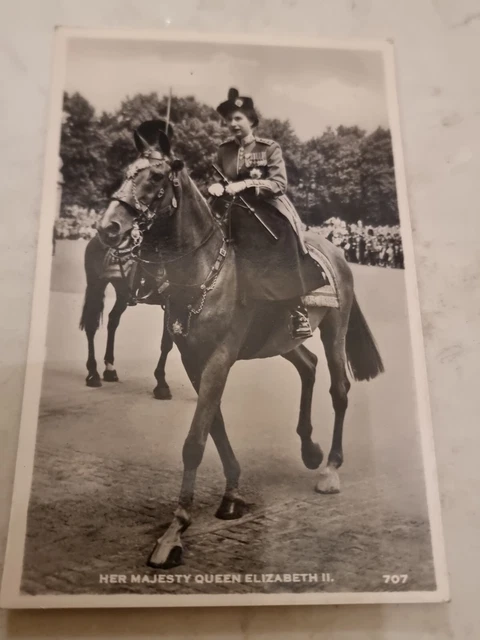 POSTCARD. QUEEN ELIZABETH II riding a horse. Vintage. 1950's $12.00 ...