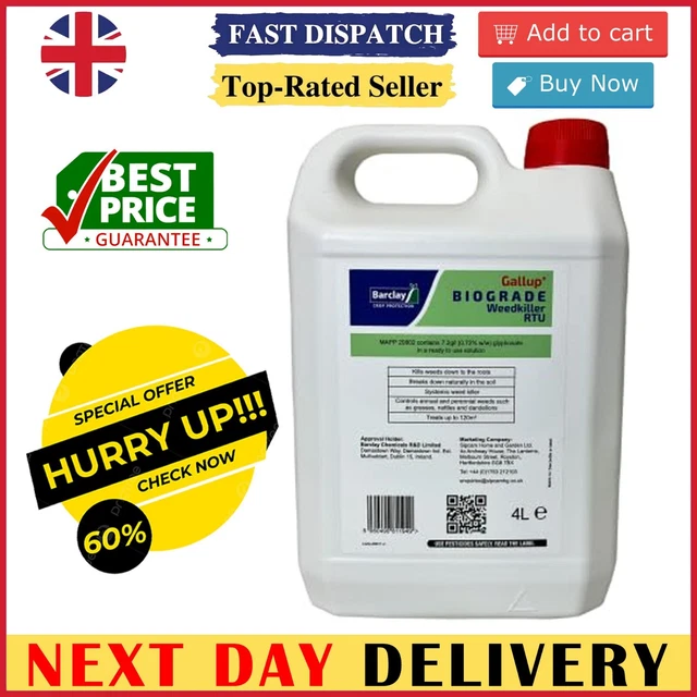 GALLUP BIOGRADE WEEDKILLER RTU 4L - Extra Strong Glyphosate Spray, UK ...