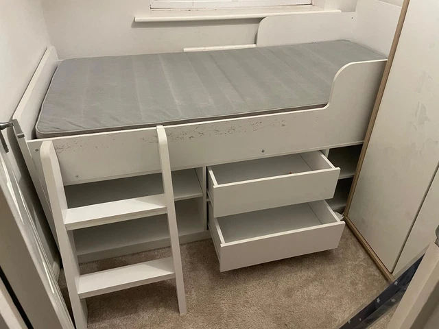 SINGLE BED FRAME with Integrated storage shelves and drawers £34.84 ...