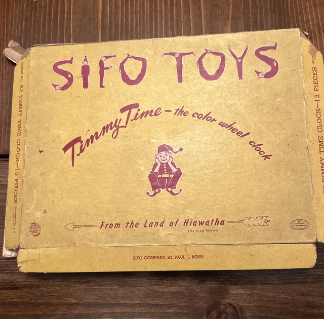 TIMMY TIME WOODEN Puzzle Color Wheel Clock Sifo Toys Vintage '50s ...