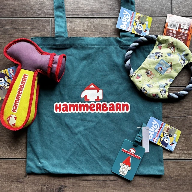 BLUEY BUNNINGS HAMMERBARN Bundle- Tote Bag, Dog/Plush Toys, Tag Limited ...