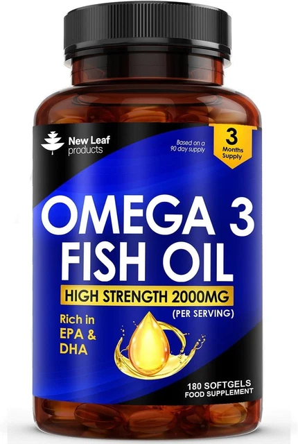 OMEGA 3 2000MG Capsules - High Dose Fish Oil - Enriched with Vitamin E ...