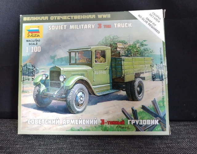 ZVEZDA SOVIET MILITARY 3 Ton Truck 1:100 Scale Model Kit £1.67 ...