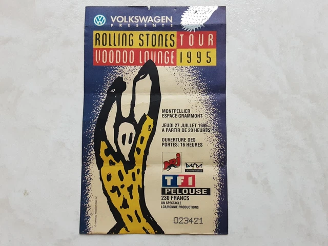 ROLLING STONES TICKET Original Concert Voodoo Lounge Montpellier France ...