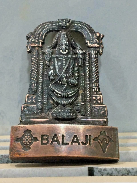 OLD VINTAGE HANDMADE Hindu God Tirupati Balaji Copper Figure Statue 7 ...
