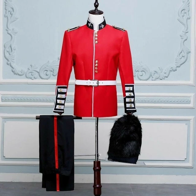 BRITISH MENS UNIFORM Royal Guard Soldier Costume Fancy Dress Grenadier ...