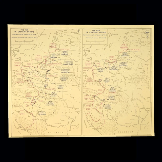 1945 WW2 EASTERN Front Map Russian Winter Offensive Europe WWII World ...