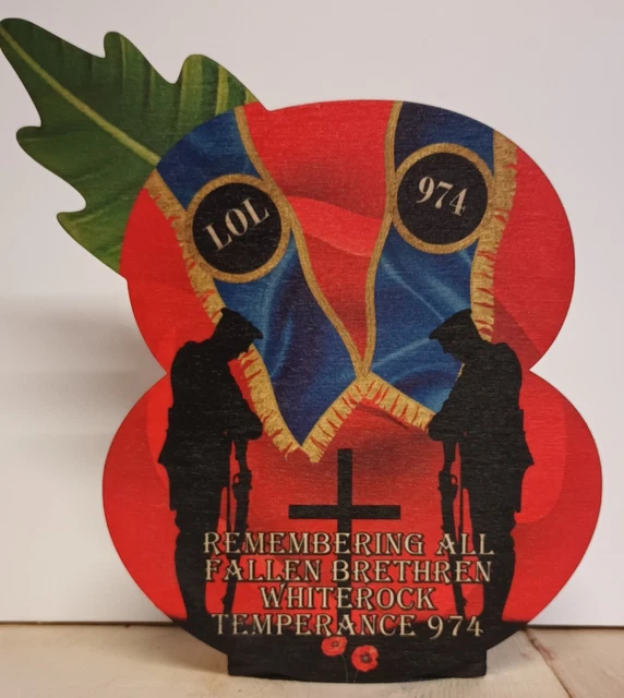 PERSONALISED ORANGE ORDER Remembrance Day Poppy Ulster loyal cross LOL ...