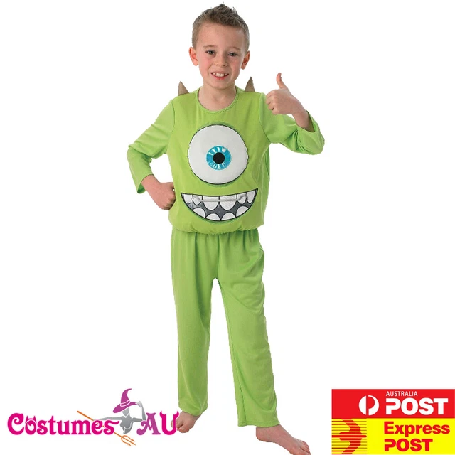 CHILD MIKE WAZOWSKI Costume Boys Kids Deluxe Disney Green One Eye ...