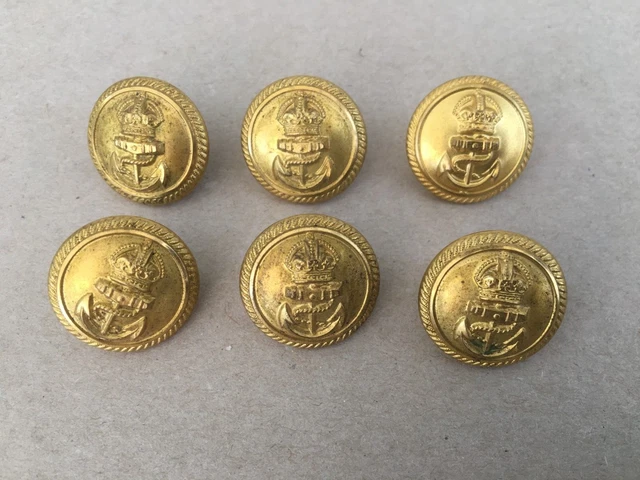 WW2 ERA ROYAL Navy Officers Gilt Buttons 6 X 23Mm (Gieves, Matthews ...