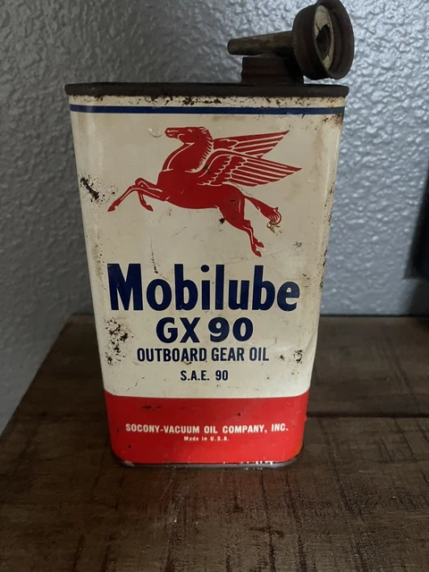 VINTAGE MOBILUBE GX 90 Outboard Gear Oil Can, Gas & Oil £42.52 ...
