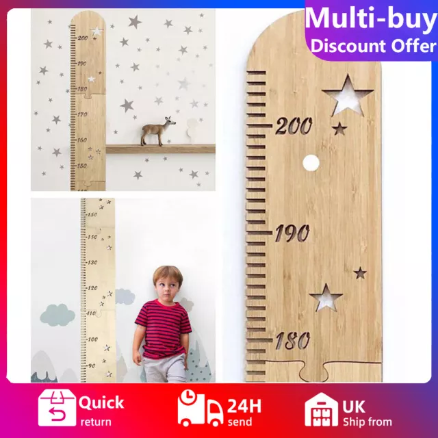 WOODEN KIDS HEIGHT Growth Chart Ruler Baby Height Meter Measurement ...