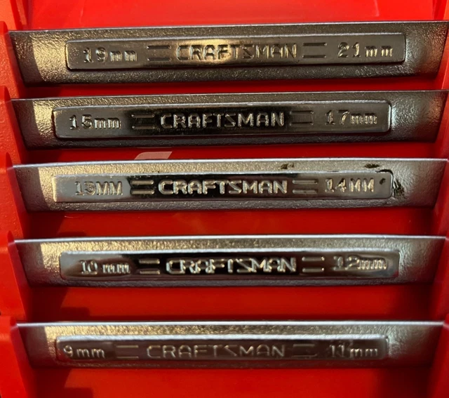 VINTAGE CRAFTSMAN -V/VA- 4434 5 Pc Metric Flare Nut Line Wrench Set 9 ...