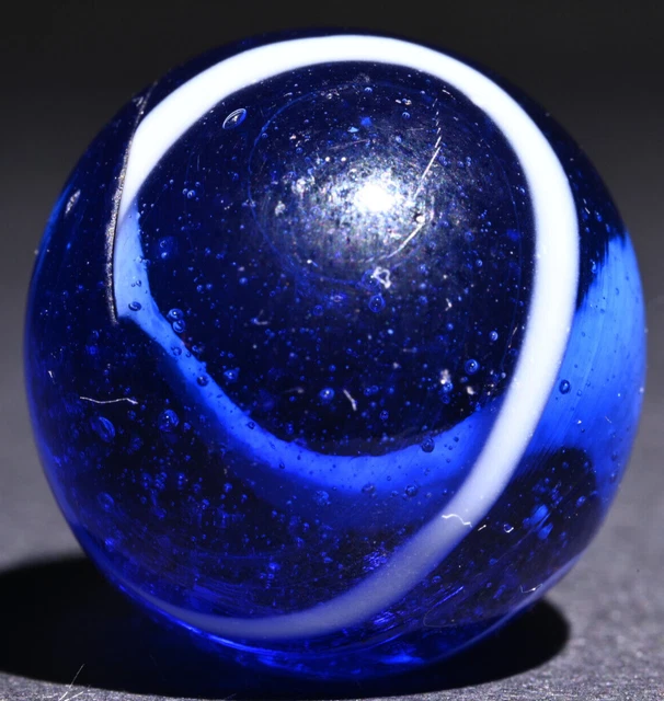 YASUDA VINTAGE MARBLE Japanese Crease Pontil Transitional Royal Blue 21 ...