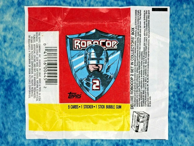 TOPPS ROBOCOP 2 Movie 1990 Trading Card & Bubble Gum Wax Packet Wrapper ...