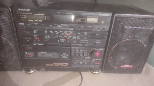 SHARP WF-CD77 PORTABLE Stereo Component System With CD Player Cassette ...
