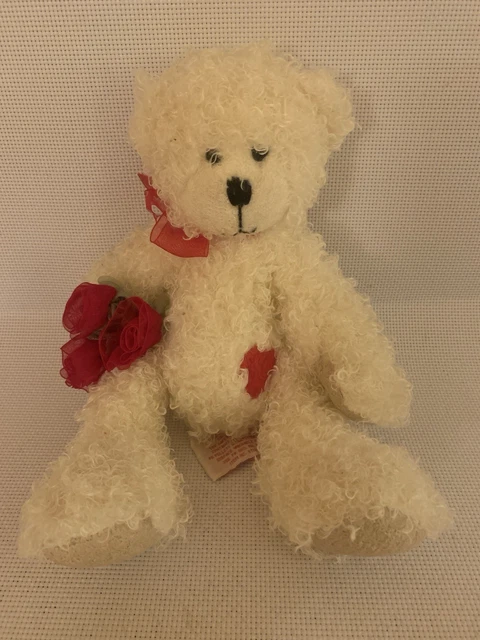 RUSS BERRIE ALICE'S Bear Shop ‘Tilly’ Teddy White Soft Toy Beanie Plush ...