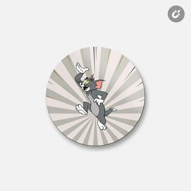 TOM AND JERRY Tom Happy Cartoon | 4'' X 4'' Round Decorative Magnet £5. ...
