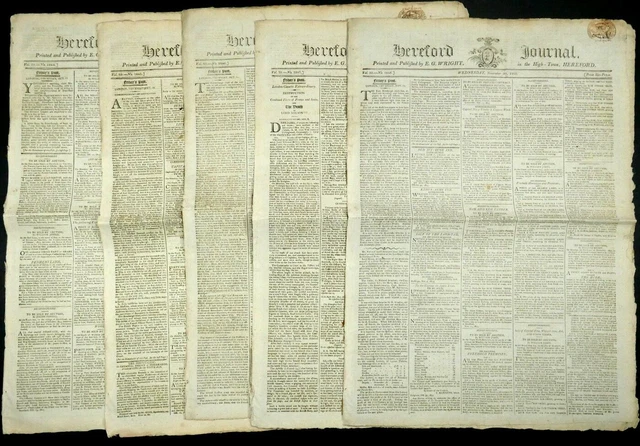 BATTLE OF TRAFALGAR. Death of Lord Nelson. 5 issues Hereford Journal ...