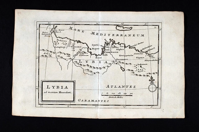 1732 MOLL MAP Ancient Libya of Herodotus Cyrene North Africa ...