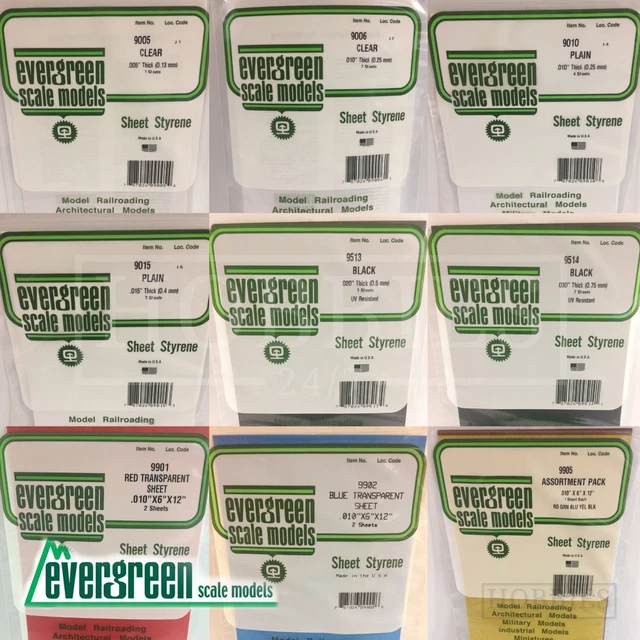 EVERGREEN POLYSTYRENE SHEET Styrene Model Scratch Building Plastic ...