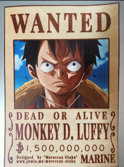 ONE PIECE WANTED poster MONKEY D LUFFY sticker A5 size EUR 7,36 ...