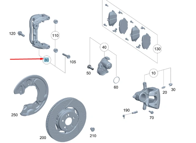 MERCEDES-BENZ GLE W167 Staffa pinza freno posteriore destra A1674236400 ...