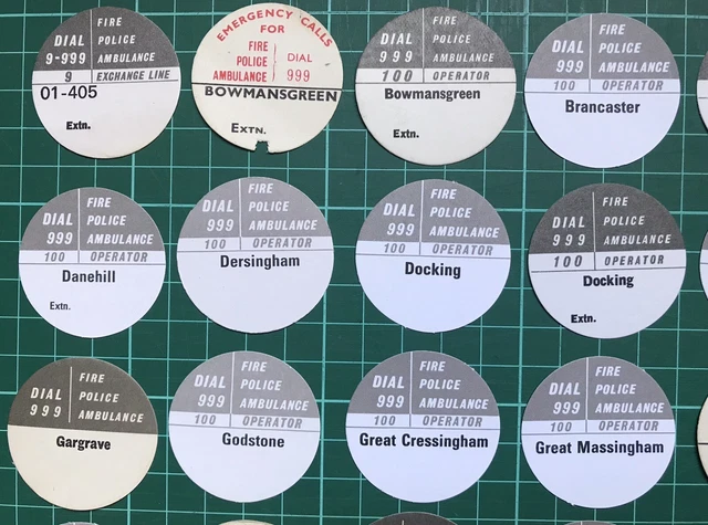35 VINTAGE GPO/POST Office Telephone dial labels 1950s-1980s all clean ...
