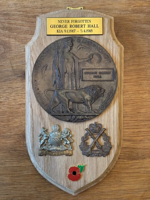 WW1 MEMORIAL PLAQUE Death Penny - GEORGE ROBERT HALL £84.99 - PicClick UK