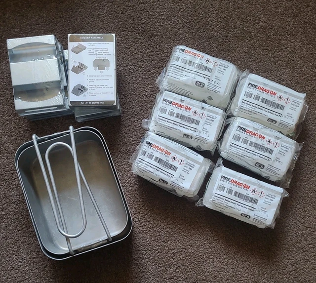 4X BCB HEATER Stoves with 6x Packs BCB FIRE DRAGON Gel Fuel + 2x Mess ...