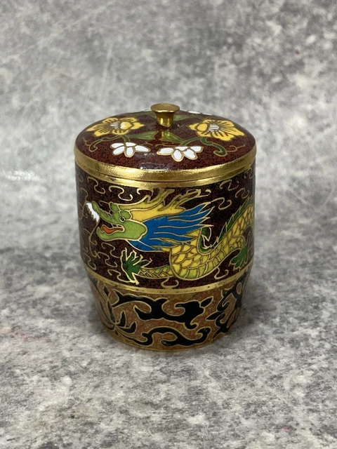GU YI ZHAI. Boîte Asiatique Émail Cloisonné Pékin Laiton. Chine. Dragon ...