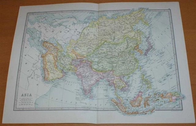 MAP: 1890 BARTHOLOMEW; Asia; Chinese, Turkish & Russian Empires, India ...