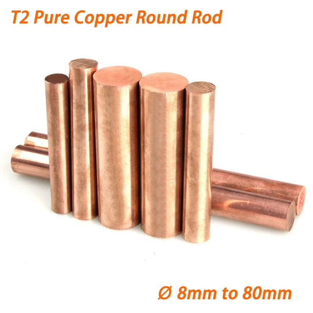 99.9% T2 PURE Copper Round Rod Bar Metal Rods Diameter 8mm to 80mm Length 100mm $13.53 - PicClick AU