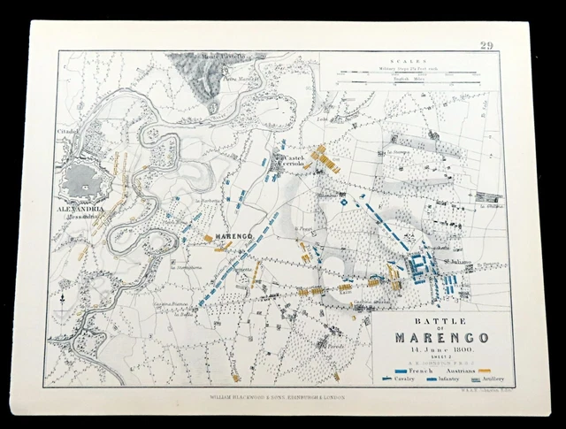 BATTLE OF MARENGO Map Napoleonic Wars Italian Campaign Antique ...