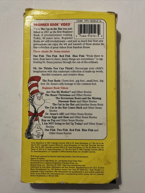 VHS DR SEUSS - One Fish Two Fish Red Fish Blue Fish Thinks Think Foot ...