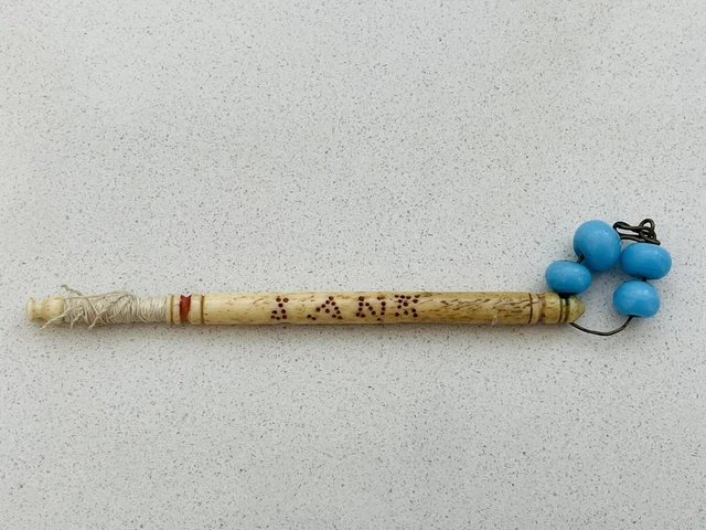 ANTIQUE NAMED JANE Bone Lace Making Bobbin With Spangles £7.50 ...