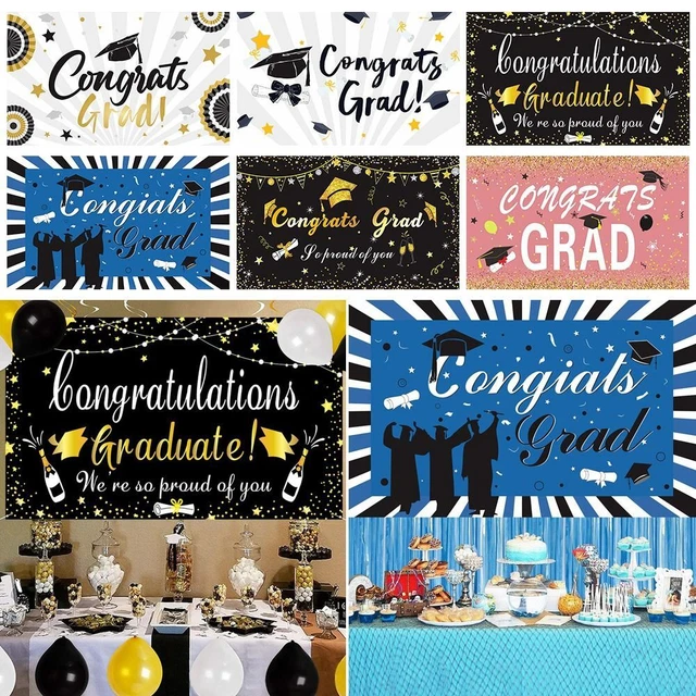 DECORATION GRADUATION BACKGROUND Fabric Party Backdrop Graduation ...
