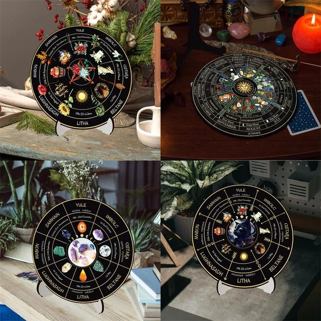PAGAN WHEEL OF The Year Calendar Round Witch Calendar Wooden Tabletop ...