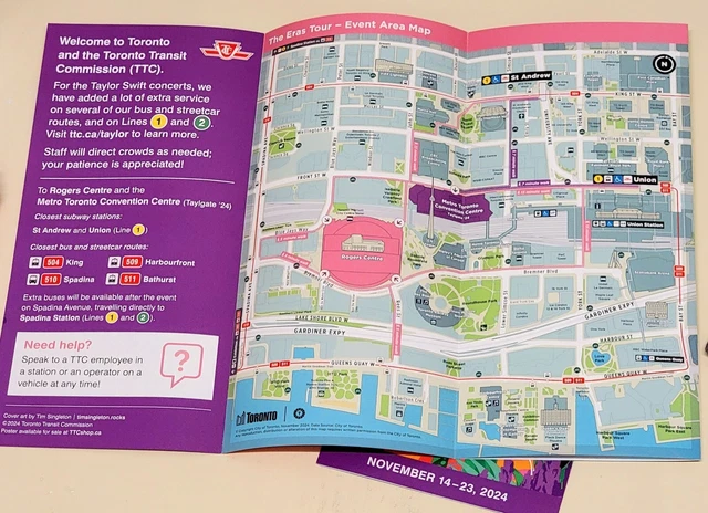 TAYLOR SWIFT ERAS Tour Toronto - TTC Ride Guide Map 2024 - Special ...