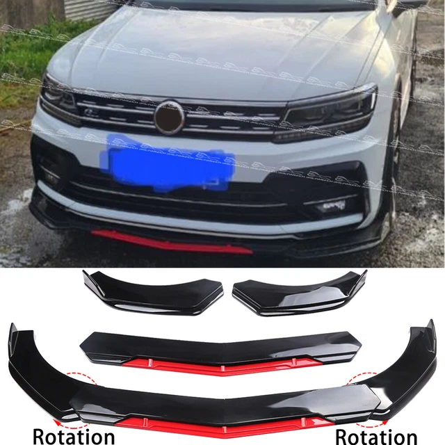 GLOSS BLACK RED Front Bumper Spoiler Lip Splitter For VW Tiguan R-Line ...