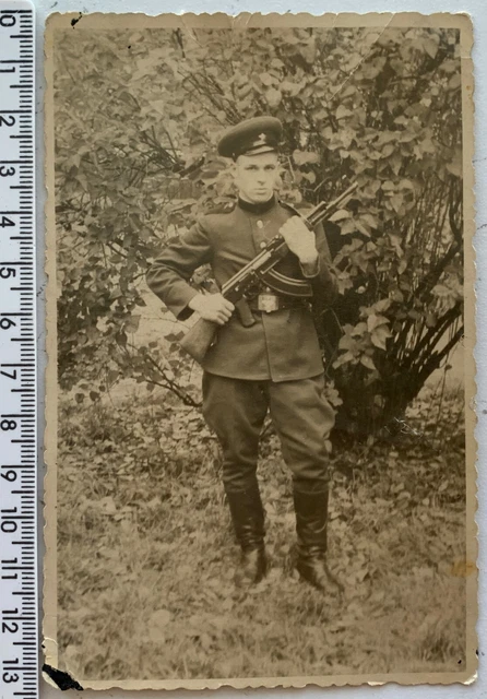 1950S HANDSOME SOLDIER AK-47 Kalashnikov Rifle Soviet Military Man ...