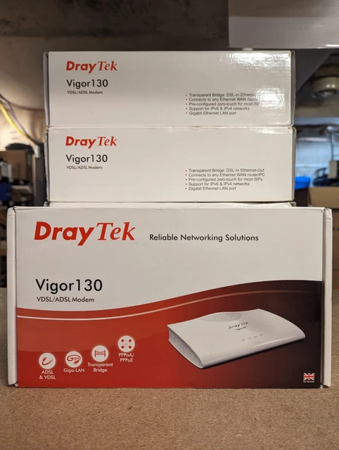 DRAYTEK VIGOR 130 ADSL2+/VDSL2 (FTTC/BT Infinity) Ethernet Modem PPPoE ...