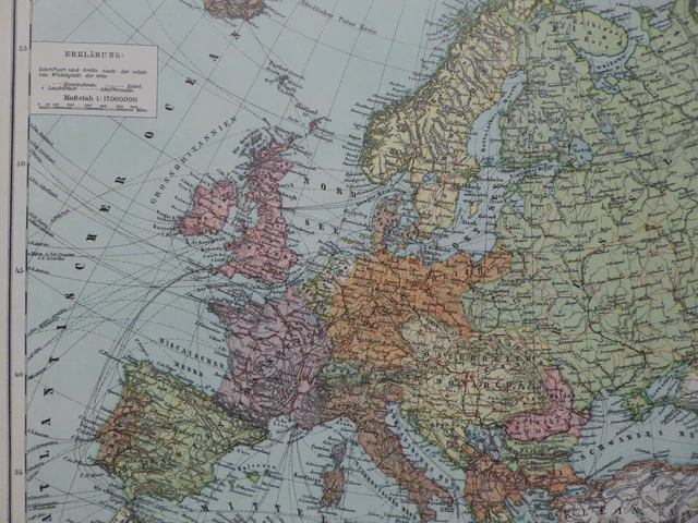MAP OF EUROPE, Political Overview, Dr. A. Berg, Leipzig 1905 £12.00 ...