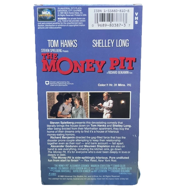 THE MONEY PIT (VHS 1991) Movie 80387 Tom Hanks Shelley Long Free ...