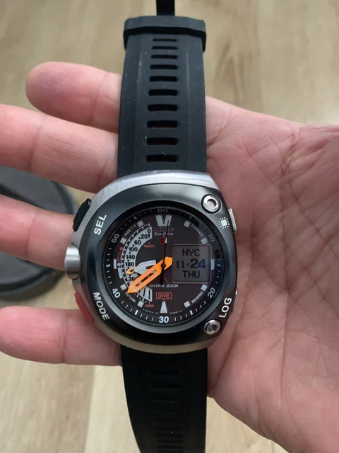 CITIZEN PROMASTER ECO-DRIVE AQUALAND U101 DIVER 200M ANA/DIGI SS MENS ...