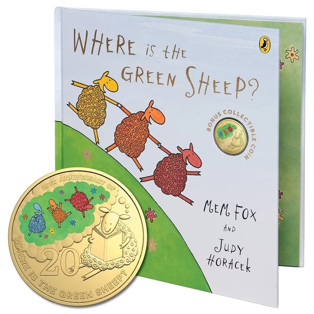 2024 20C GOLD Plated Coloured Where is the Green Sheep Unc Coin in Book ...