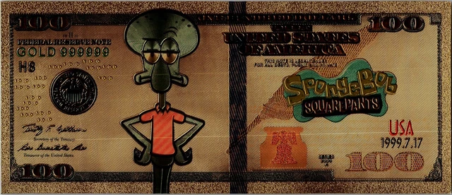 24K GOLD FOIL plated Squidward spongebob banknote £8.05 - PicClick UK