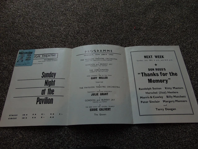 SUNDAY NIGHT AT the Pavilion theatre programme (1965, Eddie Calvert ...